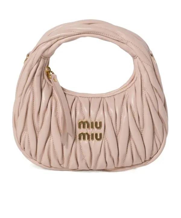 Miu Miu Wander Matelassé Nappa Leather Hobo Mini-bag - Pink
