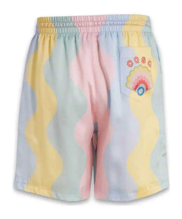 Casablanca Wave Print Drawstring Shorts