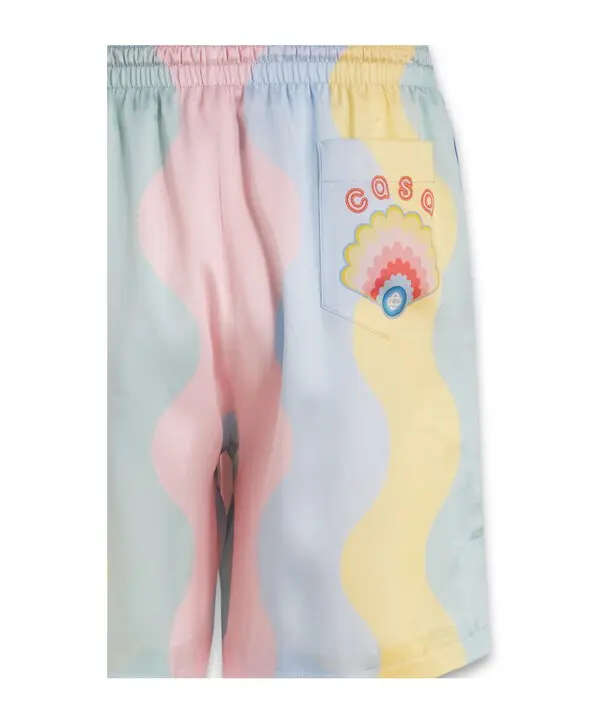Casablanca Wave Print Drawstring Shorts
