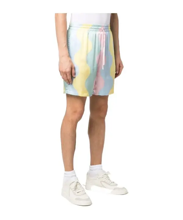 Casablanca Wave Print Drawstring Shorts