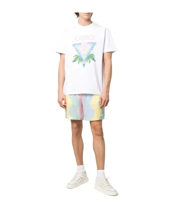 Casablanca Wave Print Drawstring Shorts