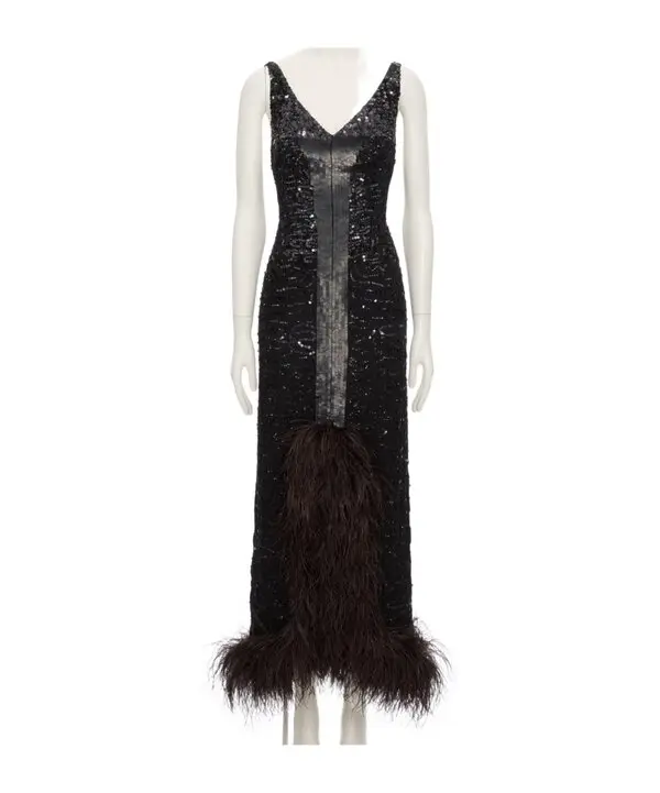 Valentino Garavani Embellished Feather-trimmed Dress