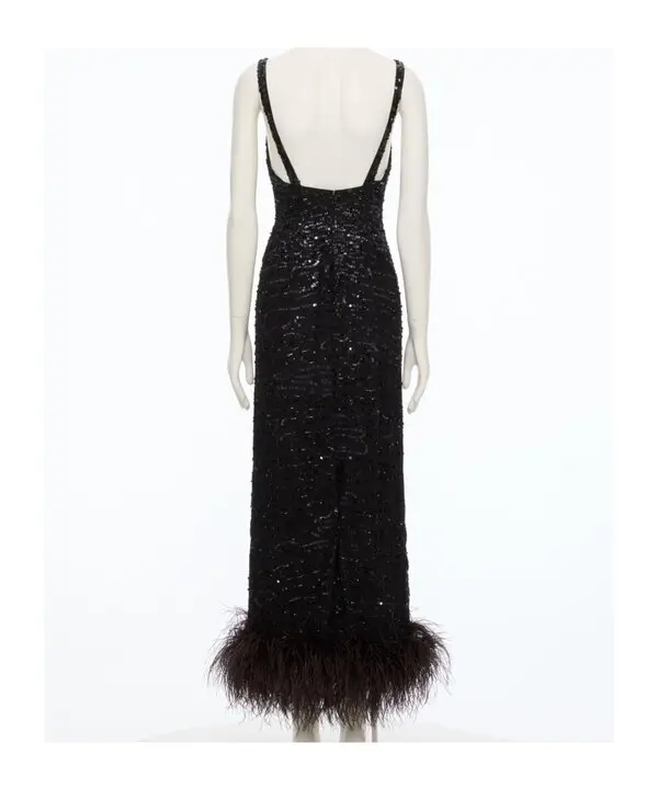 Valentino Garavani Embellished Feather-trimmed Dress