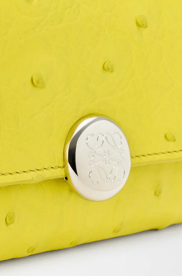Loewe Pebble Small Vertical Wallet In Ostrich