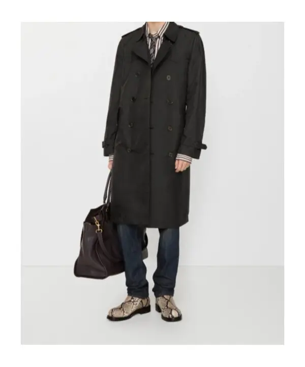 Burberry Long Geometric Nylon Blend Trench Coat