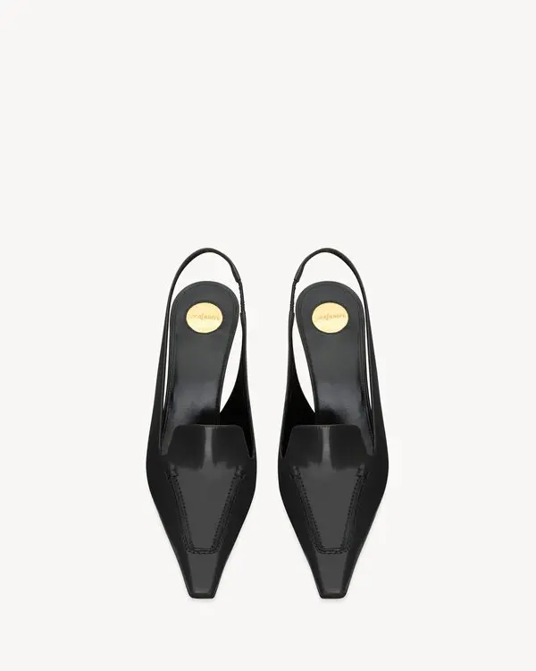 Saint Laurent Voltaire Slingback Pumps In Glazed Leather