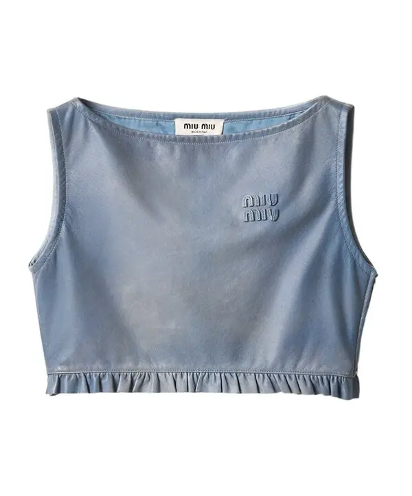 Miu Miu Nappa Leather Top - Navy Blue