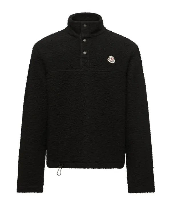 Moncler Logo Patch Stand Collar Knit Sweatshirt - Black