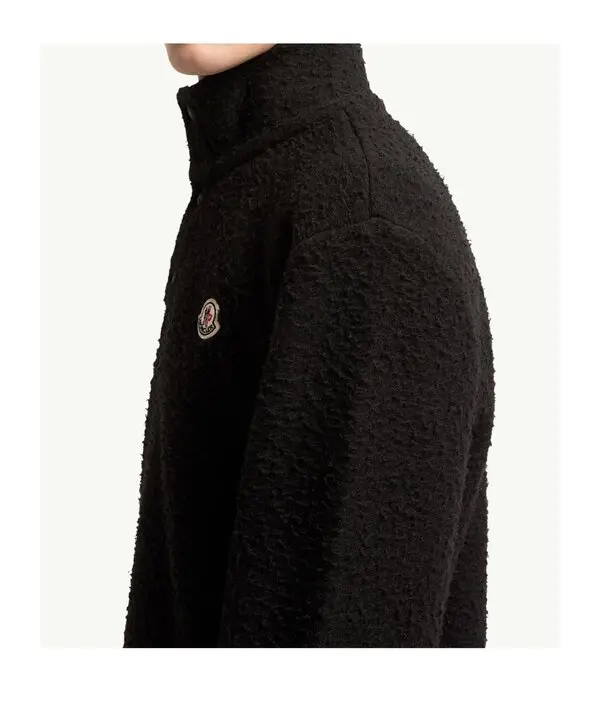 Moncler Logo Patch Stand Collar Knit Sweatshirt - Black