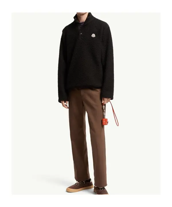 Moncler Logo Patch Stand Collar Knit Sweatshirt - Black