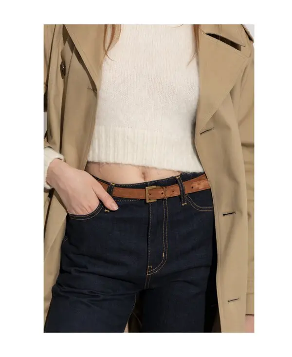 Saint Laurent Cassandre Thin Belt With Square Buckle