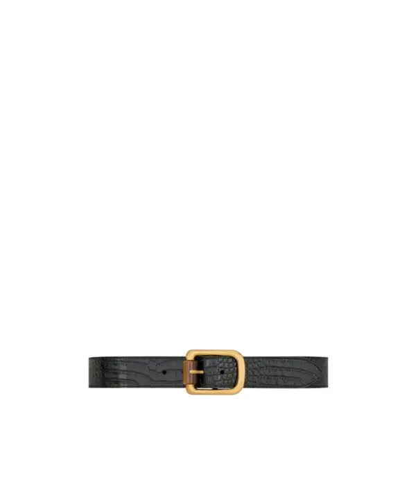 Saint Laurent Cylinder Buckle Belt - Black