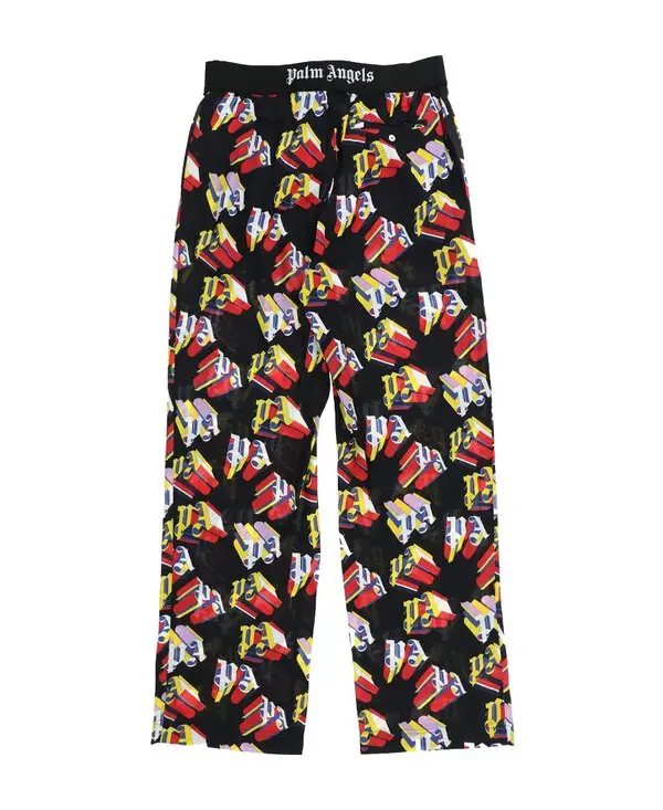 Palm Angels Logo-print Straight-leg Trousers - Black