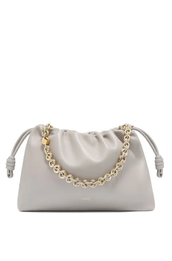 Loewe Flamenco Large Drawstring Purse Bag - Shell Grey