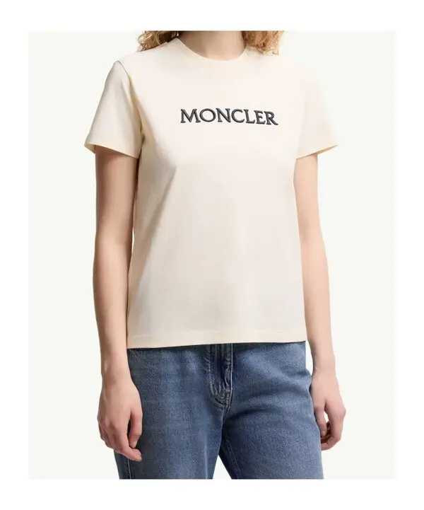 Moncler Embroidered Tonal Logo Cotton T-shirt