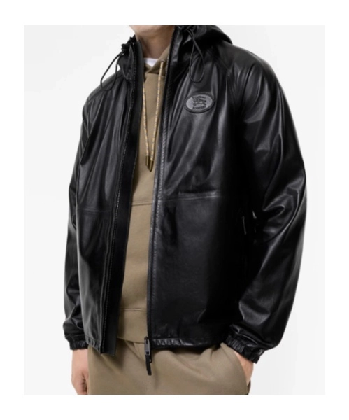 Burberry Leather Hooded Jacket