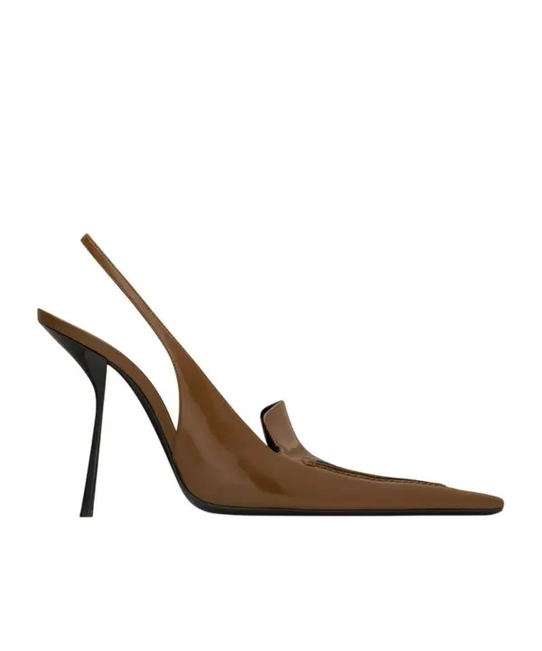 Saint Laurent Voltaire Slingback Pumps In Glazed Leather