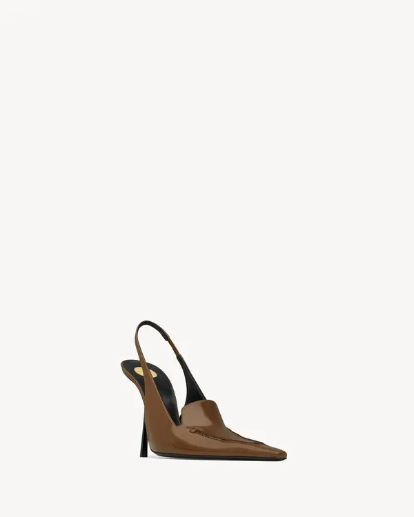 Saint Laurent Voltaire Slingback Pumps In Glazed Leather