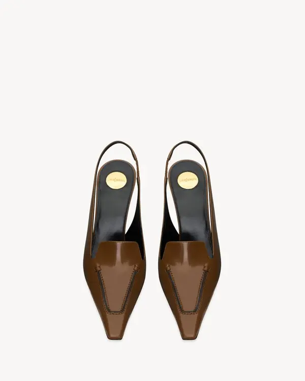 Saint Laurent Voltaire Slingback Pumps In Glazed Leather