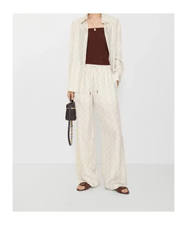 Burberry Knight Checkerboard Silk Pyjama Trousers - White