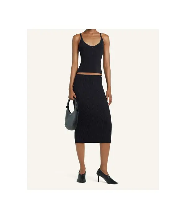 COURREGES Courrèges Logo Embroidered Knitted Midi Skirt