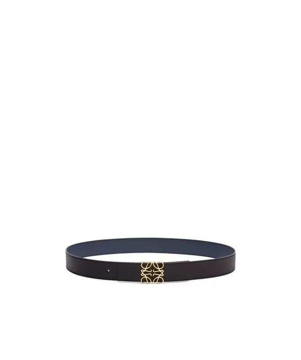Loewe Reversible Anagram Belt In Smooth Calfskin - Black