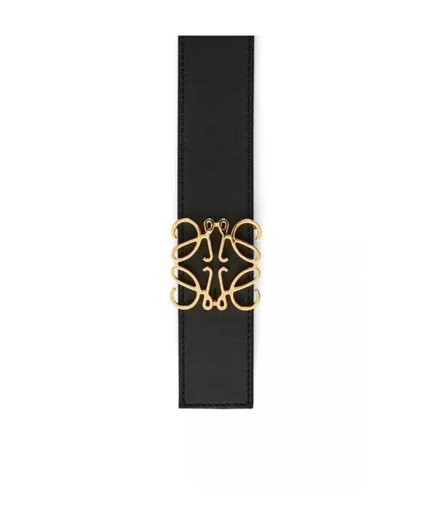 Loewe Reversible Anagram Belt In Smooth Calfskin - Black