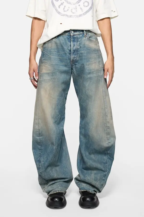 Acne Studios Distressed Wide-leg Denim Trousers