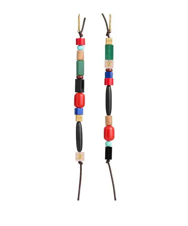 Celine Té Long Earrings In Glass Beads And Stones - Multicolor