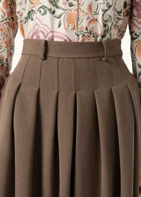 Loro Piana Liddy Pleated Midi Skirt