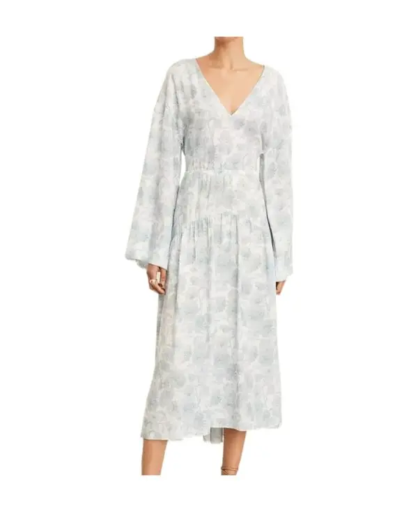 Vince Dahlia Floral Printed V-neck Dress