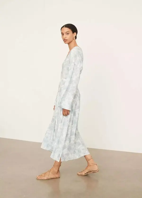 Vince Dahlia Floral Printed V-neck Dress