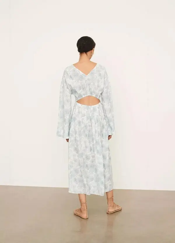 Vince Dahlia Floral Printed V-neck Dress