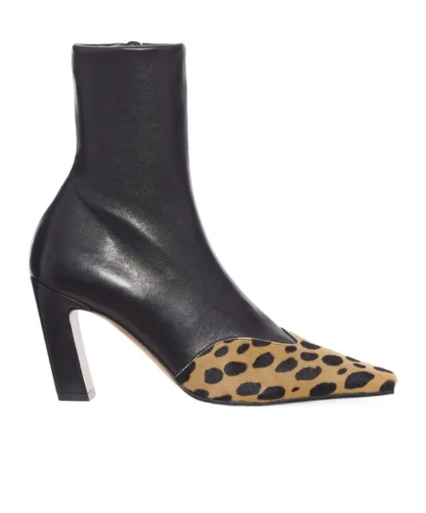 Khaite Nevada Leopard Printed Ankle Boots - Black