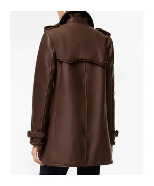 Burberry Short Fringed Leather Trench Coat