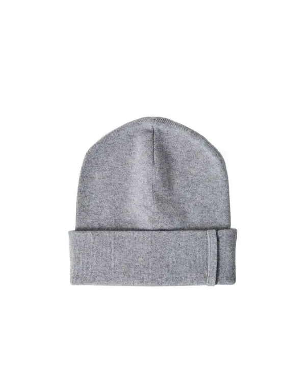 Brunello Cucinelli Wool Beanie With Beaded Trim - Light Gray