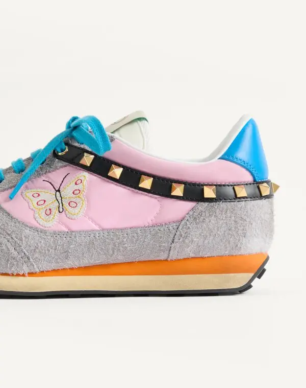 Valentino Garavani Studded Butterfly Embroidered Sneakers - Multi-color