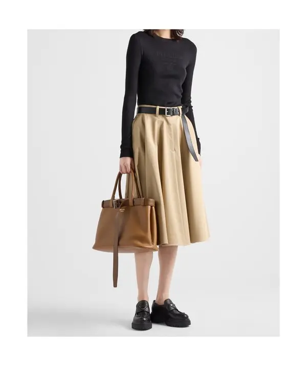 Prada Superfine Wool Crew-neck Sweater With Logo Embellishment