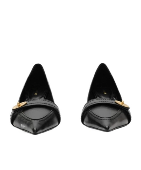 Burberry Leather Cotswolds Low Pumps With Check-engraved Buckle