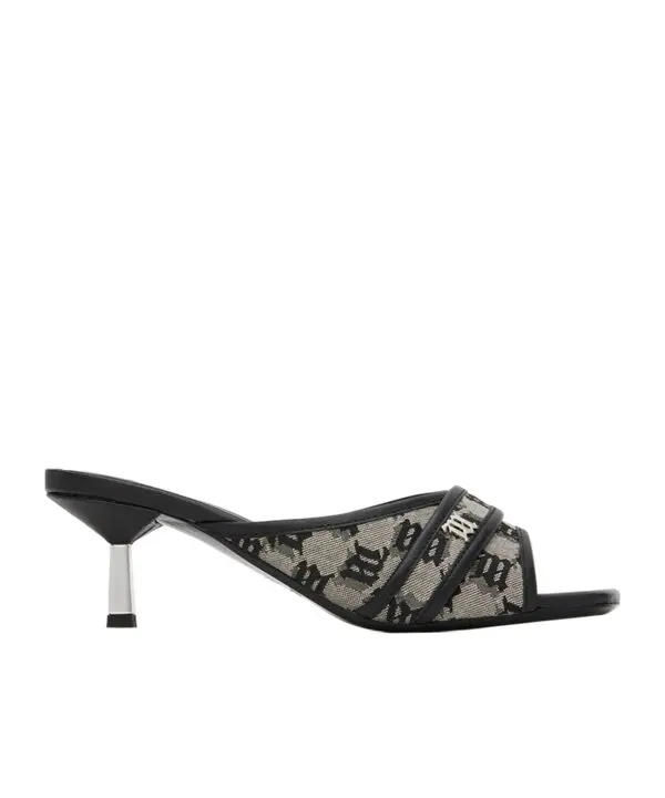 MISBHV Sasha Monogrammed Slip-on Heeled Sandals