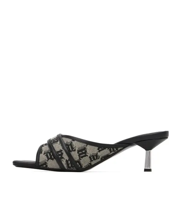 MISBHV Sasha Monogrammed Slip-on Heeled Sandals