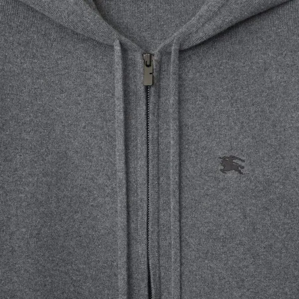 Burberry Zip-up Hooded Knitted Cardigan With Embroidered Equestrian Knight