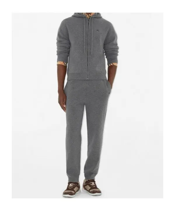 Burberry Zip-up Hooded Knitted Cardigan With Embroidered Equestrian Knight