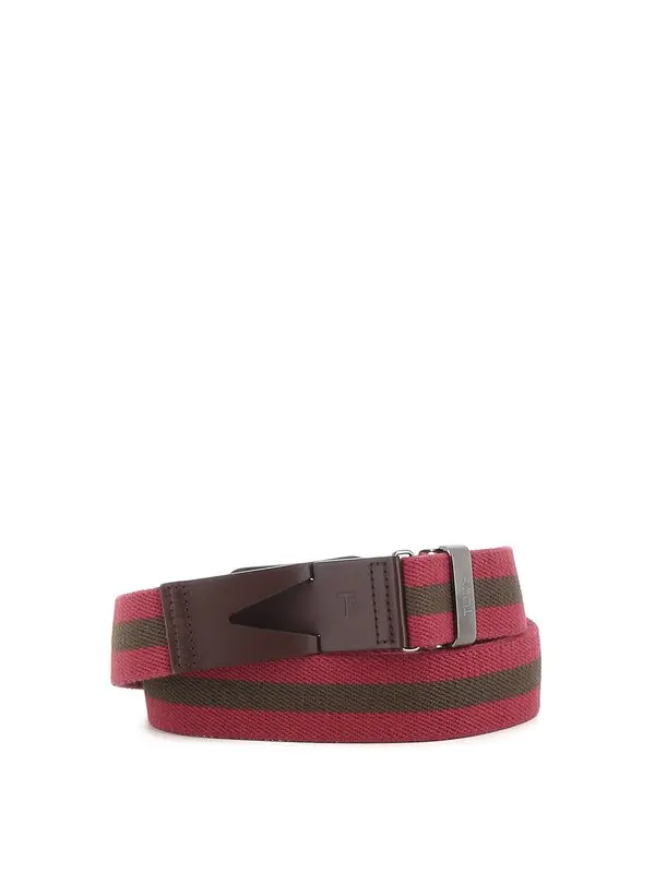 TOD'S Striped Snap-buckle Belt - Red