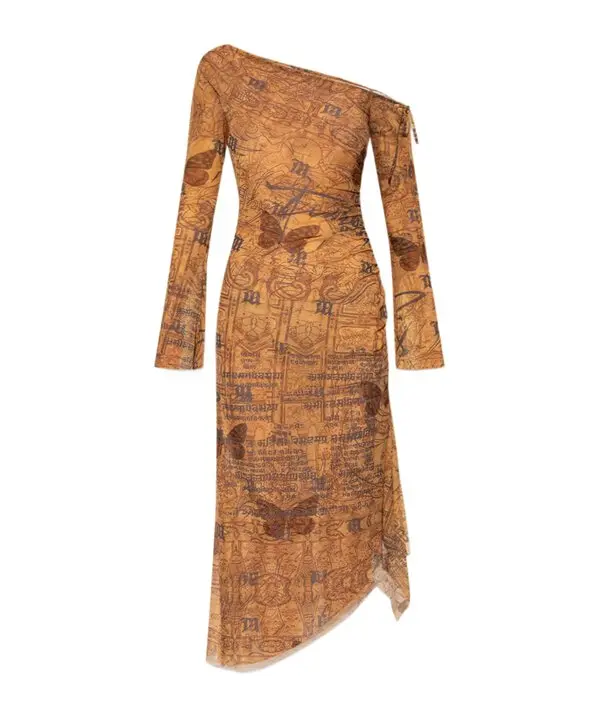 MISBHV Graphic Printed Asymmetrical Midi Dress