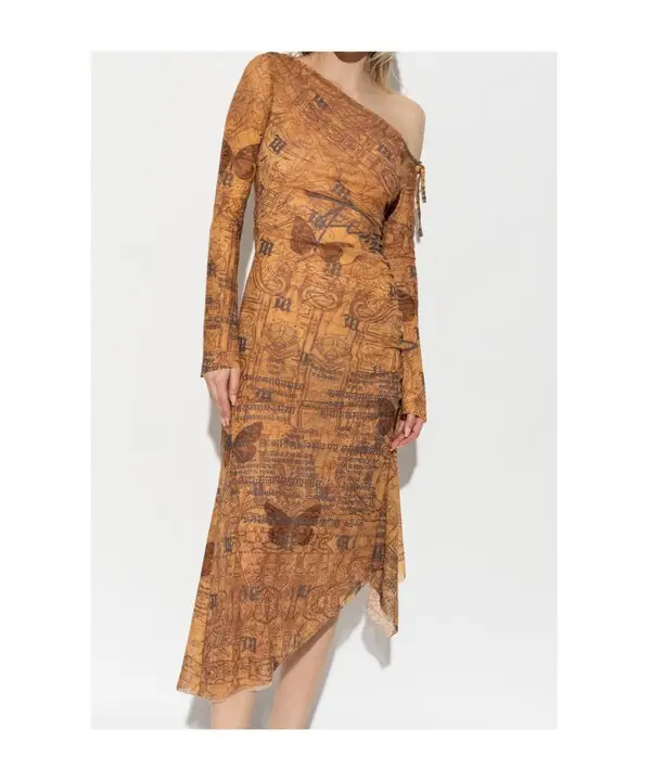 MISBHV Graphic Printed Asymmetrical Midi Dress