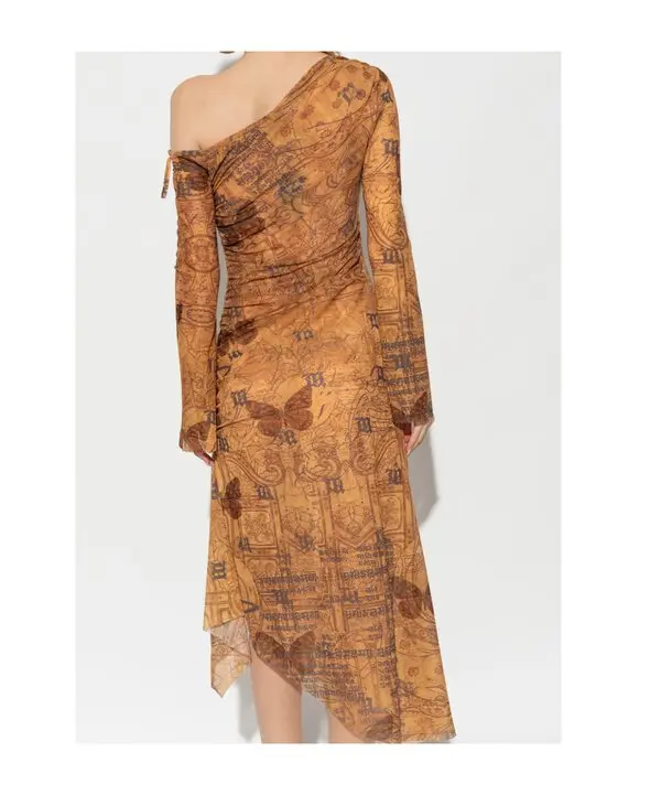 MISBHV Graphic Printed Asymmetrical Midi Dress