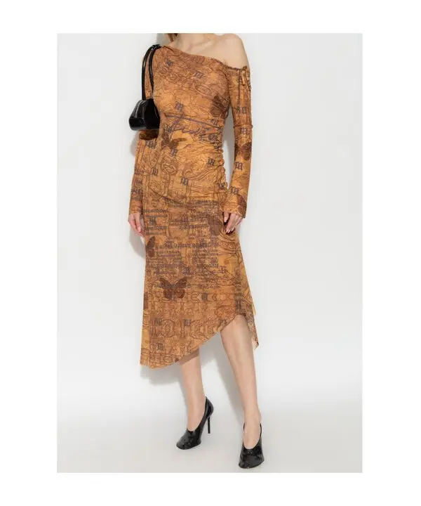 MISBHV Graphic Printed Asymmetrical Midi Dress