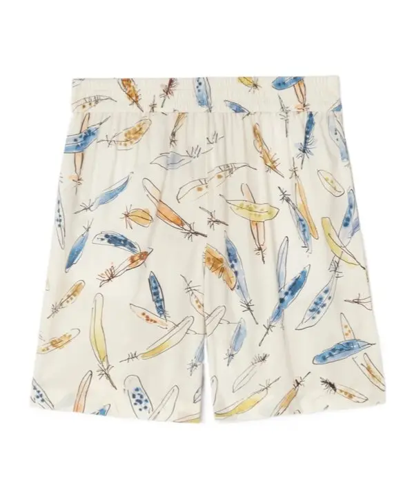 Burberry Feather-print Cotton Shorts