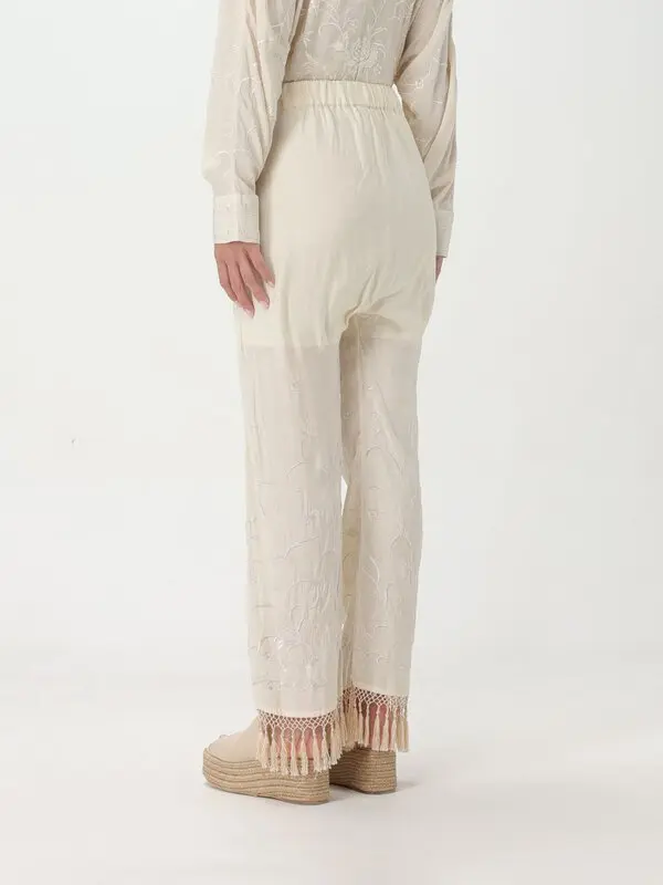 SEMICOUTURE Embroidered Trousers With Fringe Detail